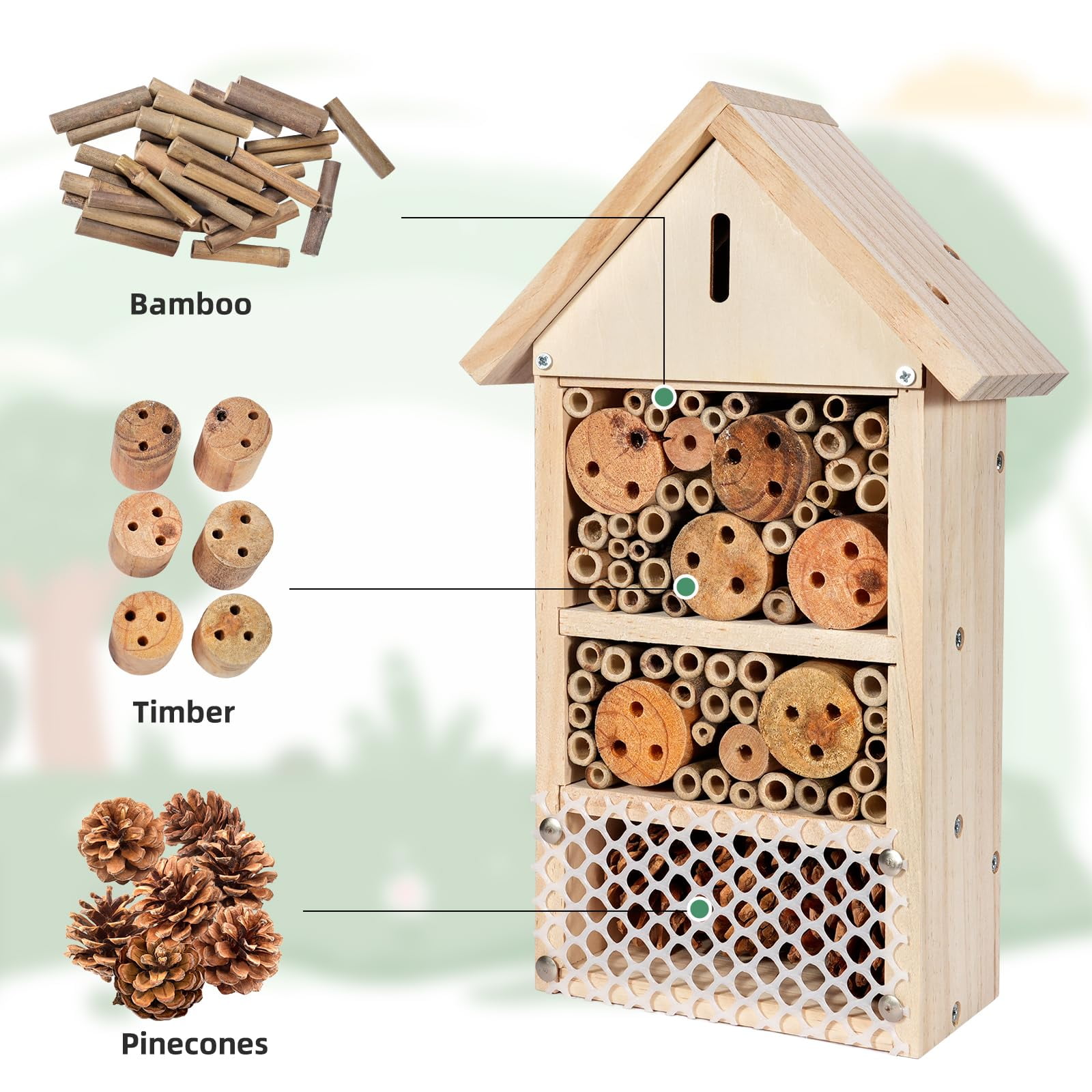 antiai DIY Wooden SCH4 Insect Hotel Mason Bee Butterfly House,Insect ...