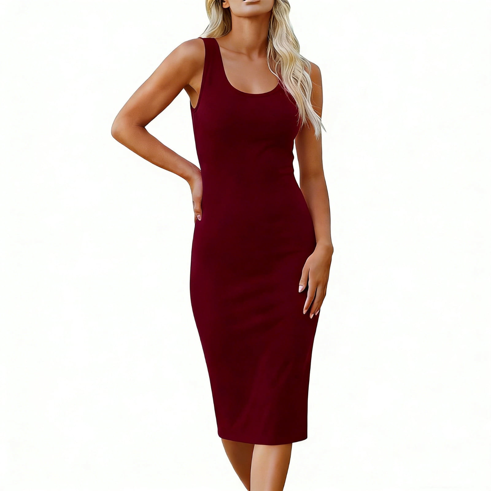 aohooy Bodycon Maxi Dress for Women 2026 Summer Casual Comfy U Neck ...