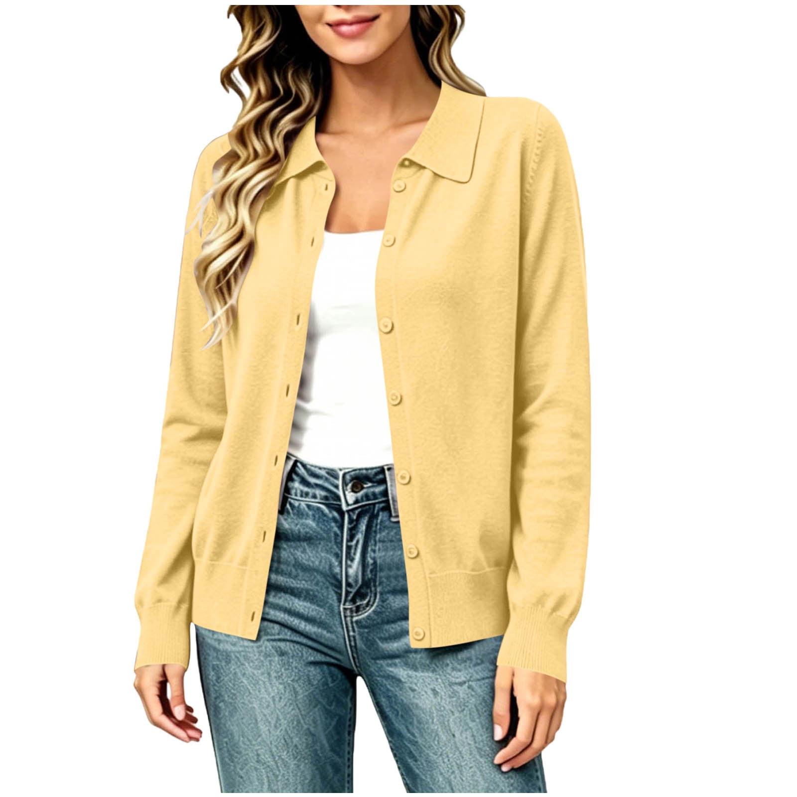 aohooy Cardigan Sweaters for Women Collared Lightweight Trendy Long ...