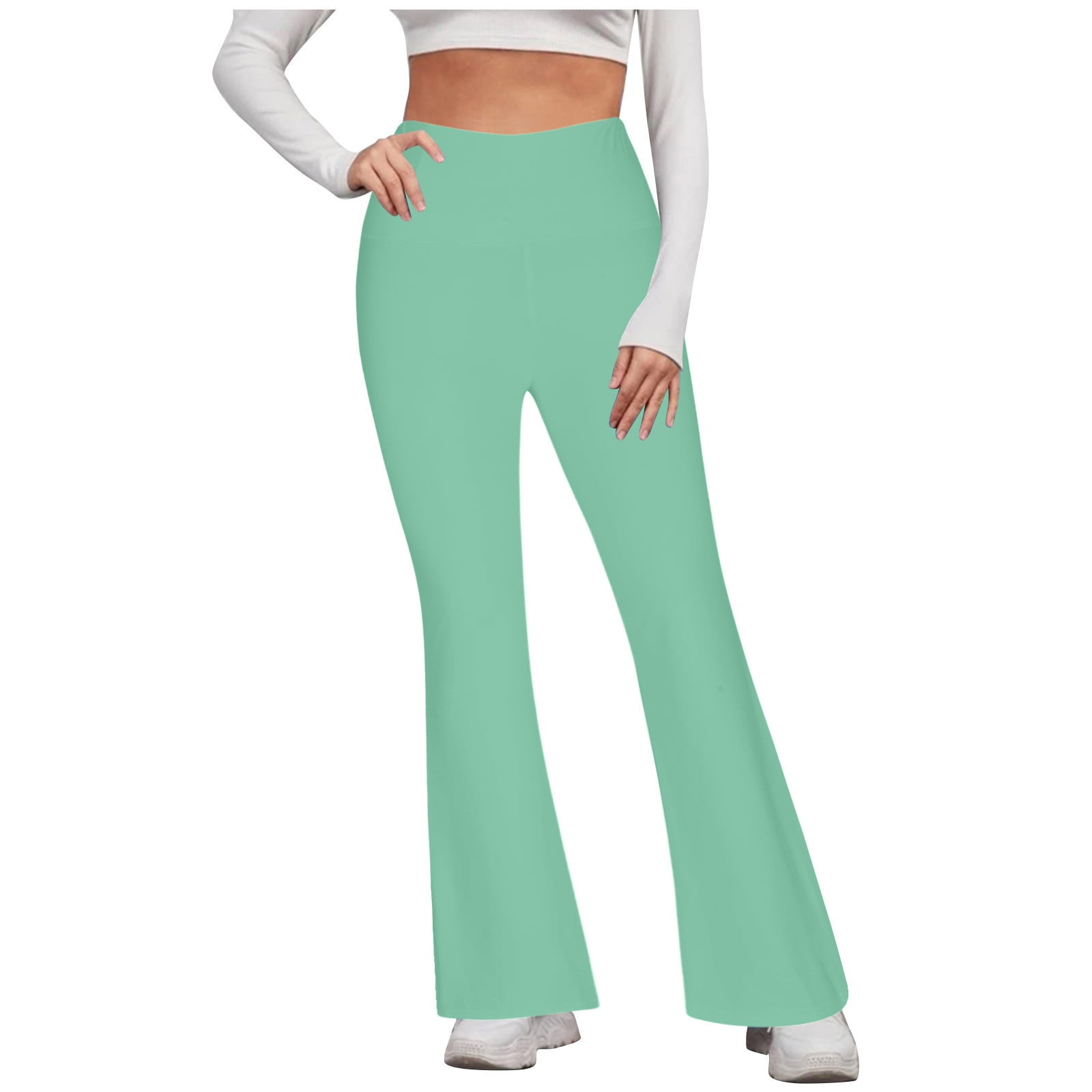 aohooy Flared Yoga Pants Women High Waisted Stretchy Bell Bottoms ...