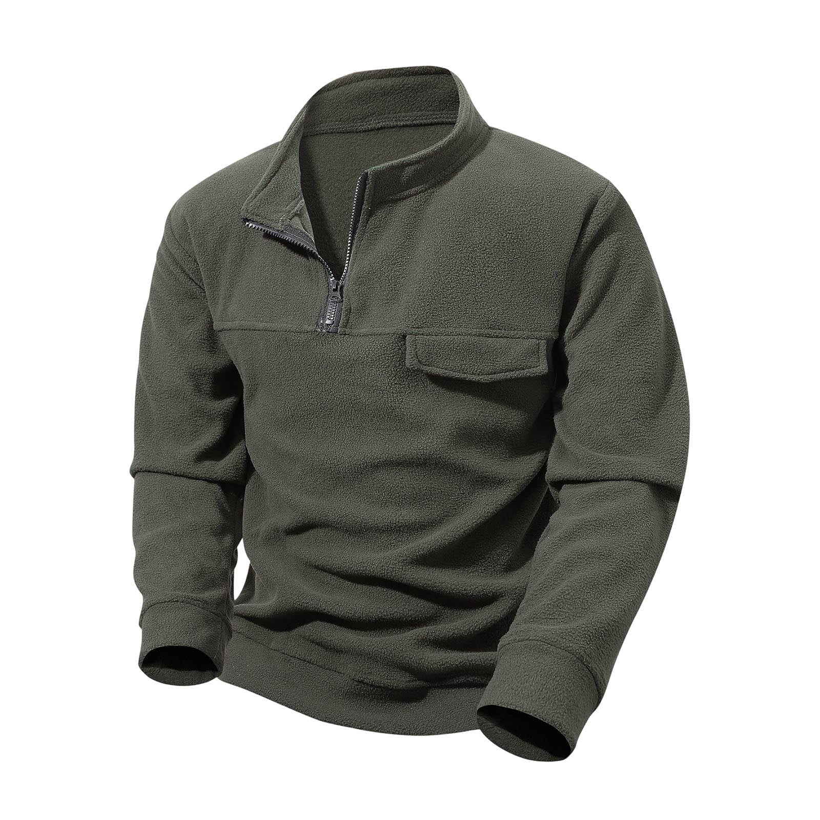 aohooy Mens Quarter Zip Sweatshirt Polar Fleece Pullover Tactical Cargo ...
