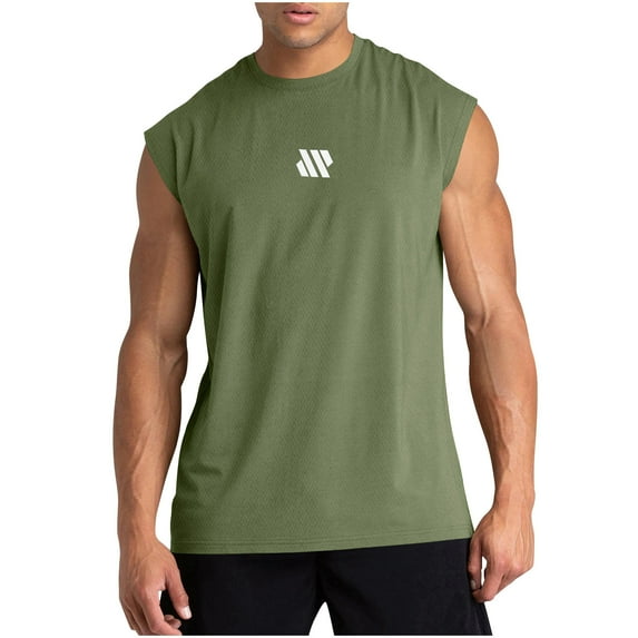 aohooy Mens Sleeveless Muscle Shirts Print Moisture Wicking Tank Tops ...