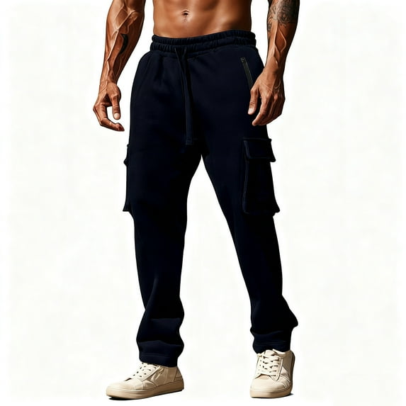 aohooy Stretch Mens Cargo Pants Casual Elastic Waist Drawstring Pant ...