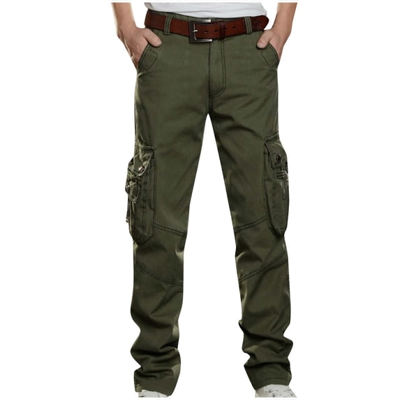 aohooy Stretchy Cargo Pants for Men Straight Leg Casual Multi-Pocket ...