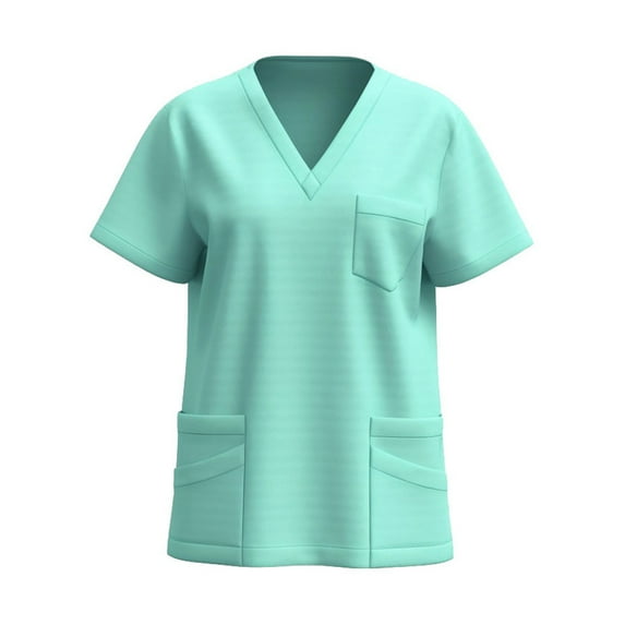 aohooy Top Scrubs for Women V Neck Multi Pockets Housekeeping Uniform ...