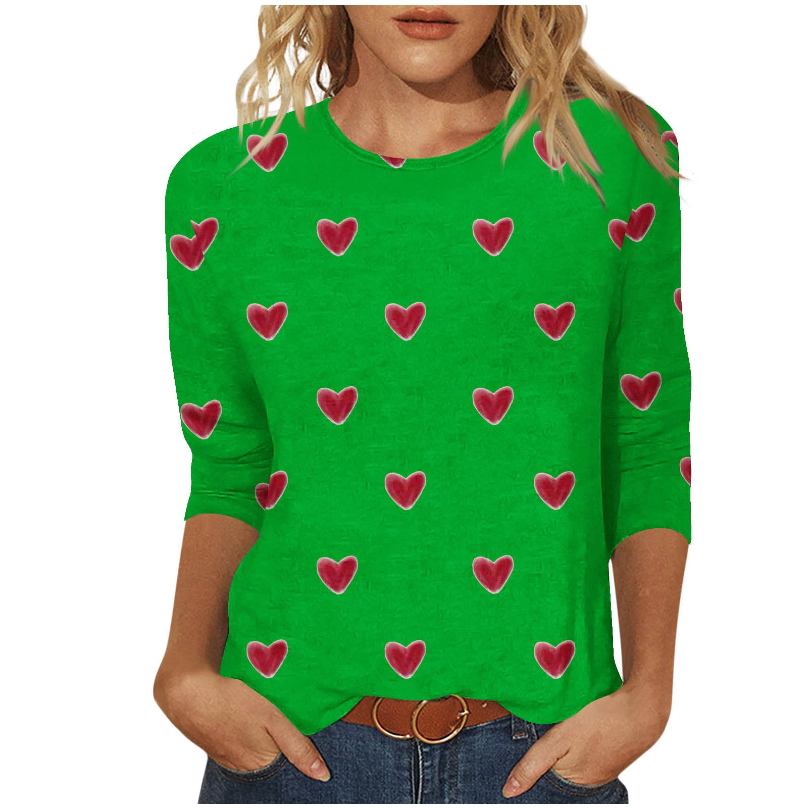 aohooy Valentines Shirts for Women Trendy 2025 Cute Love Heart Print Tunic Tops Plus Size ...