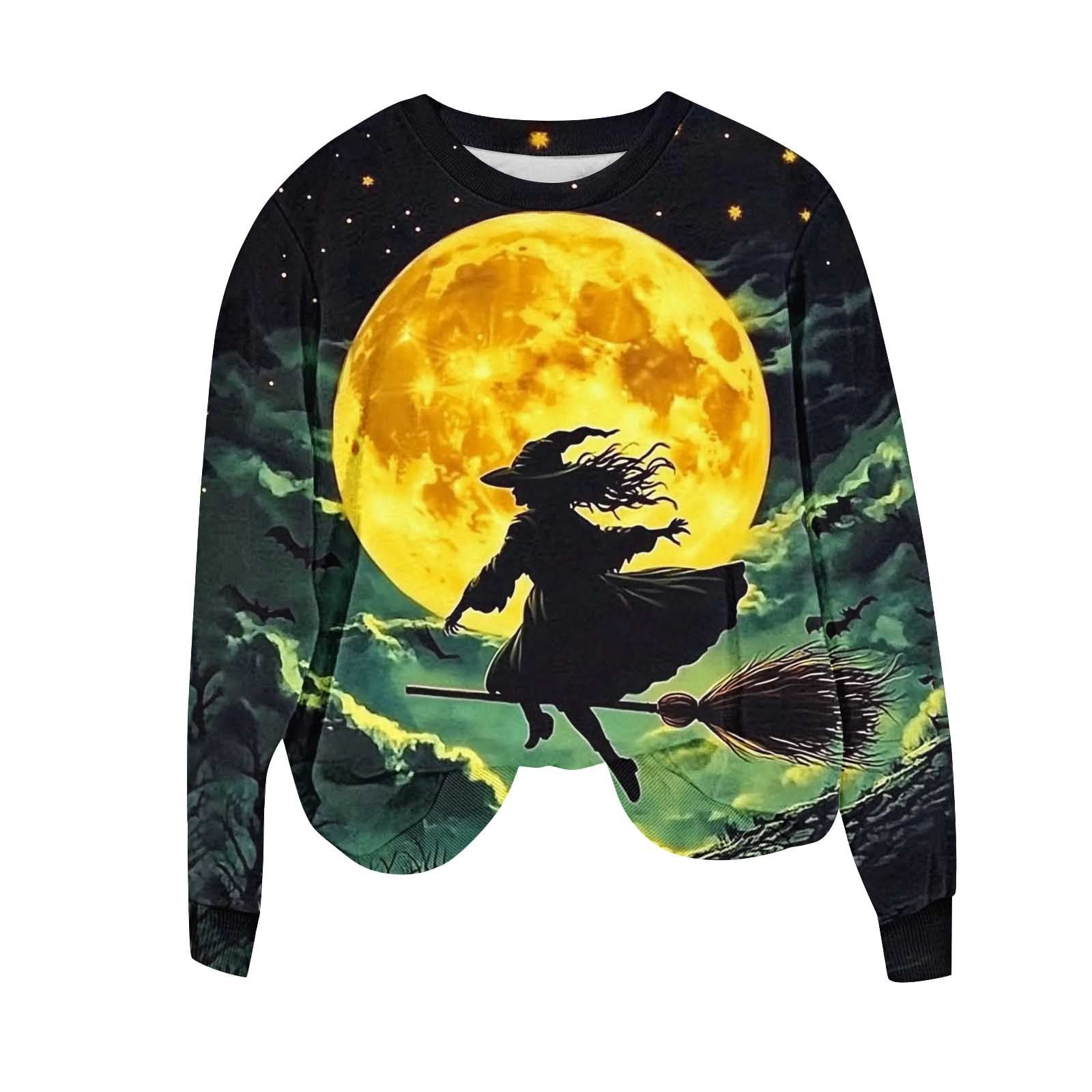 aohooy Women Halloween Sweatshirts 2025 Crewneck Casual Long Sleeve ...