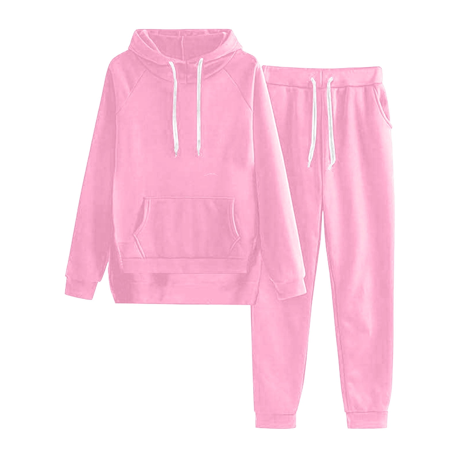 aohooy Women Sweatsuits Two Piece Unisex Outfits Plain Solid Color ...