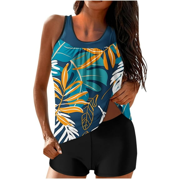 aohooy Women Swim Suits 2 Piece Set Tankini Loose Fit Hawaii Bathing ...