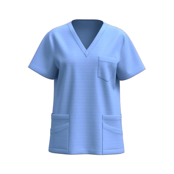 aohooy Women's Stretch Scrub Tops V Neck Multi Pockets Housekeeping ...
