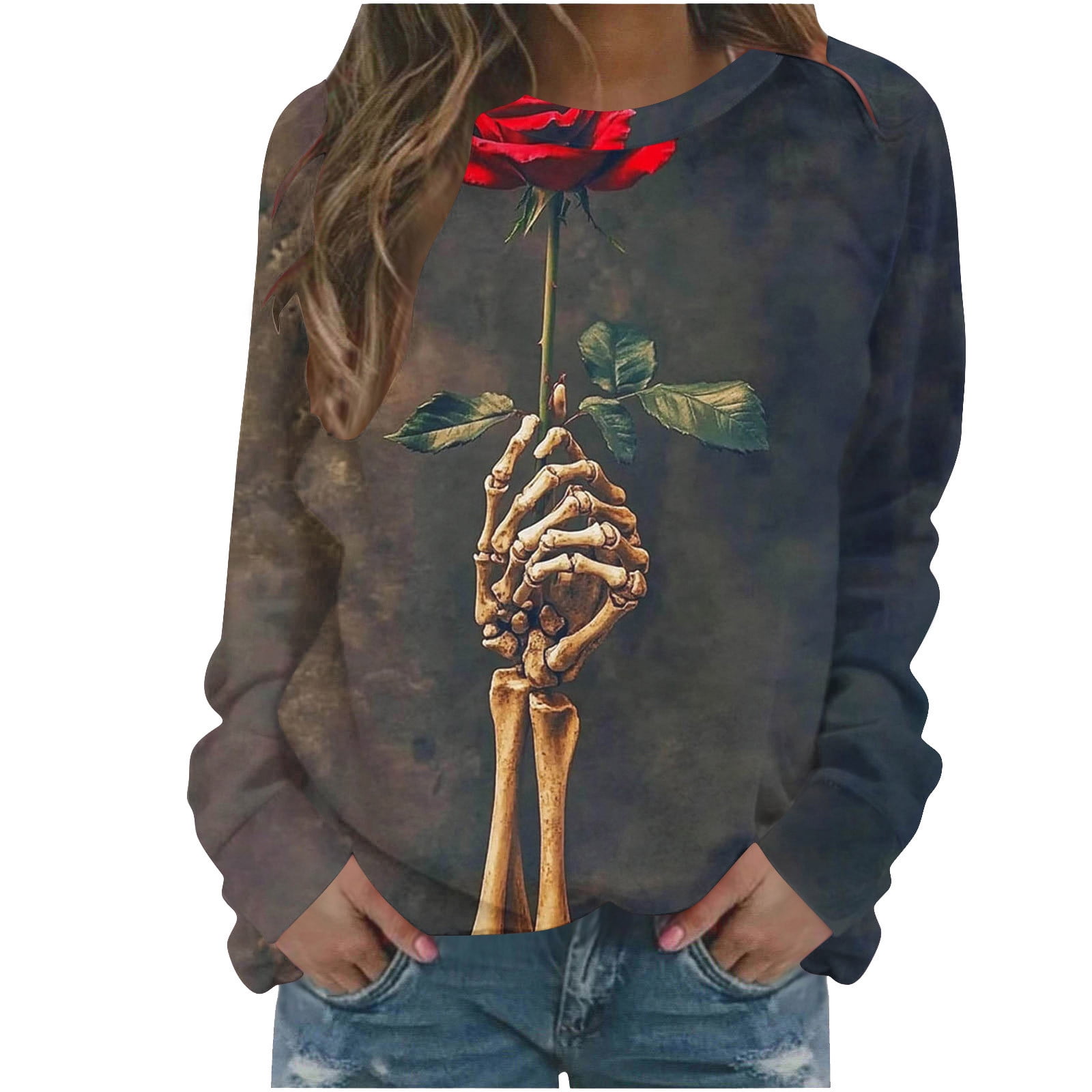 aohooy Womens Halloween Tshirt Halloween Sweatshirts Witch Moon ...