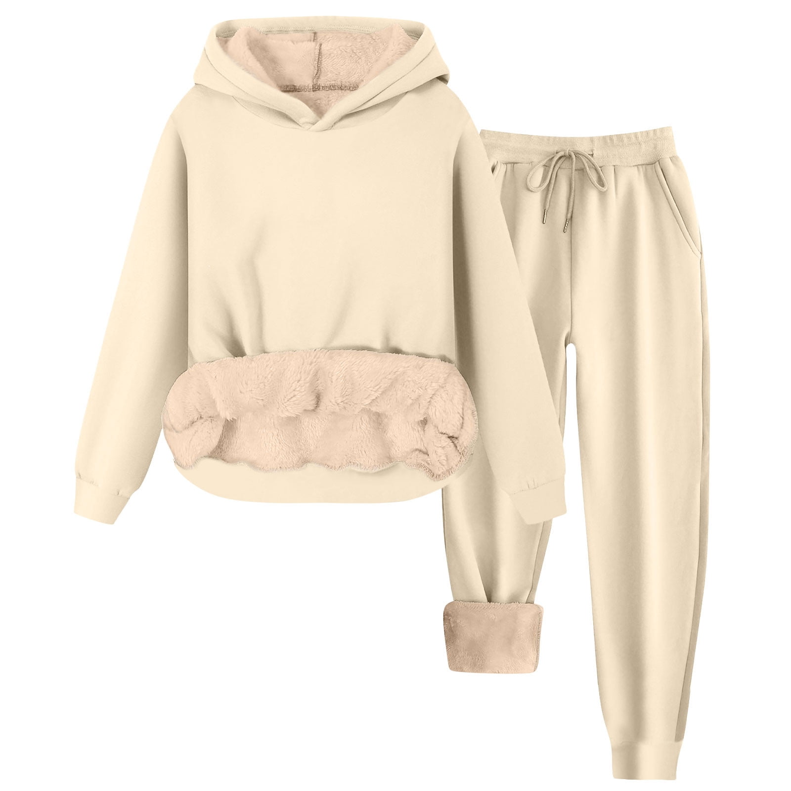 aohooy Womens Sweatsuits 2 Piece Set 2025 Winter Fleece Sherpa Lined ...