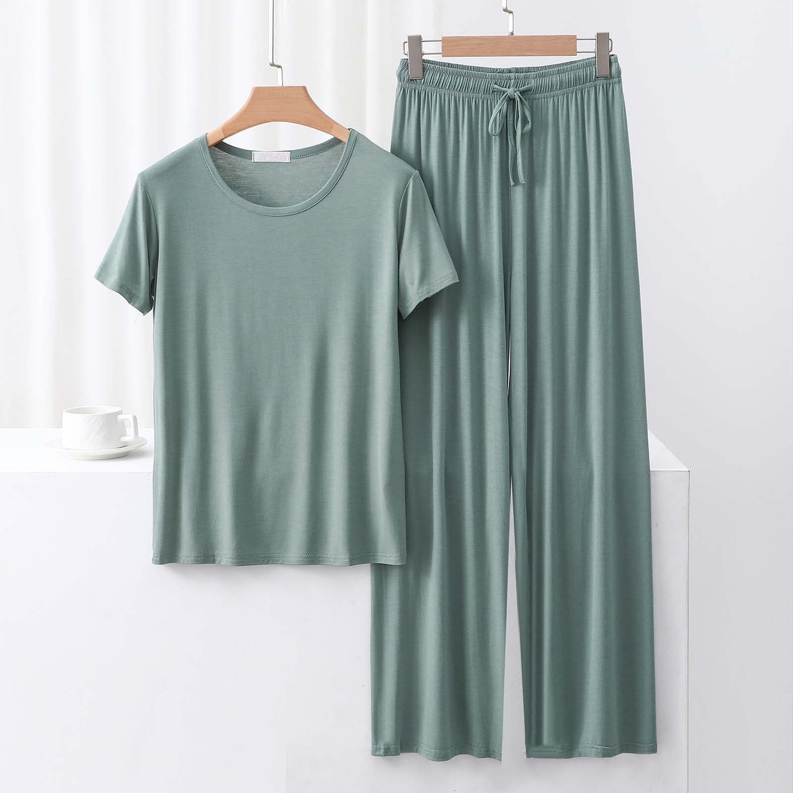 Gufahion 2 Piece Sets for Women Summer Lounge Sets Outfits Round Neck ...