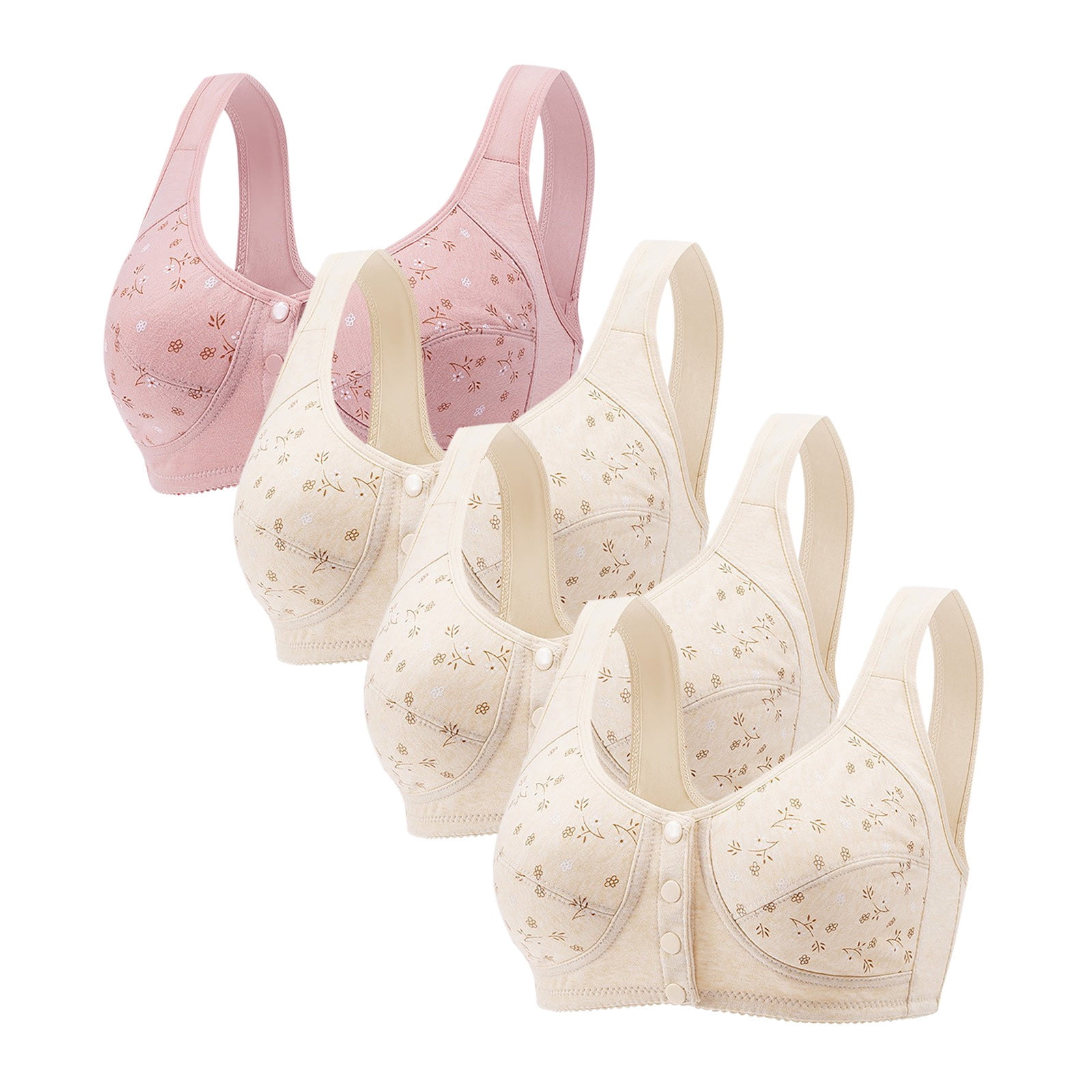 aoksee 4 Pack Front Closure Bras for Women Push Up Bra Wireless ...