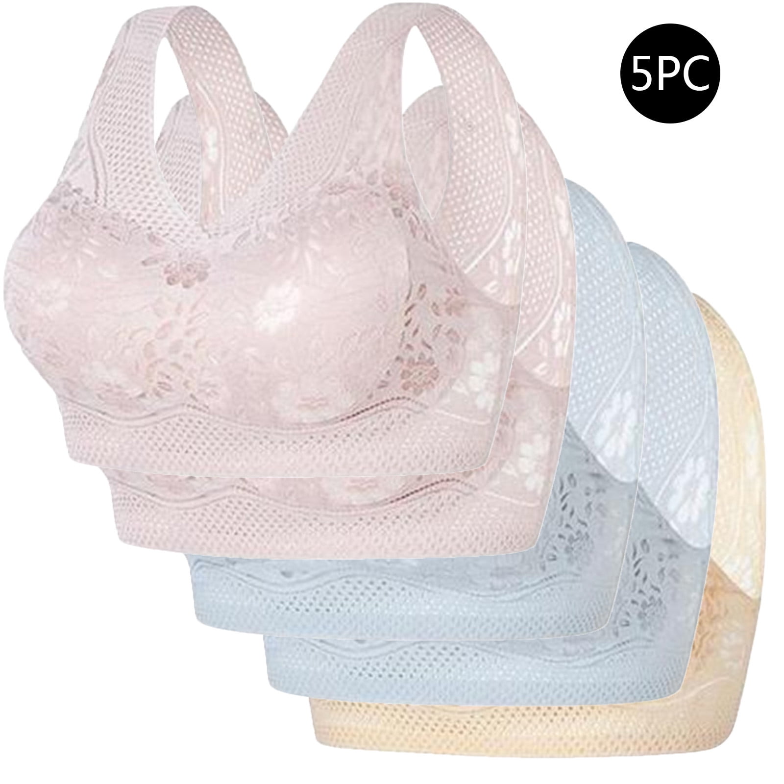 aoksee 5 Pack Wireless Bras, Push Up Bra No Underwire for Old Women ...