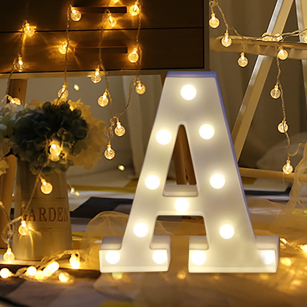 aoksee Alphabet LED Letter Lights Light Up White Plastic Letters ...