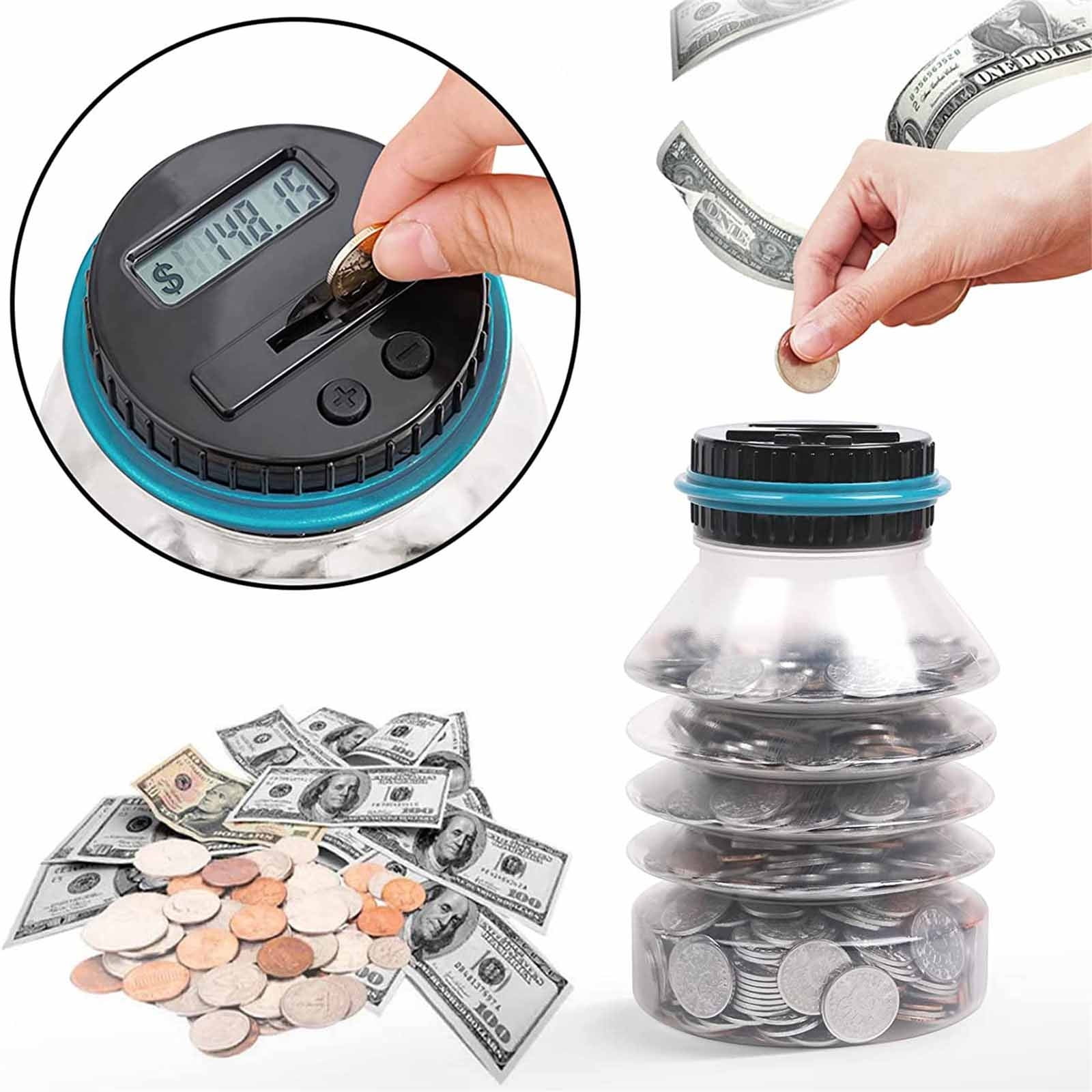 aoksee Digital Coin Bank Savings Jar By Digital Energy Clear Jar With ...
