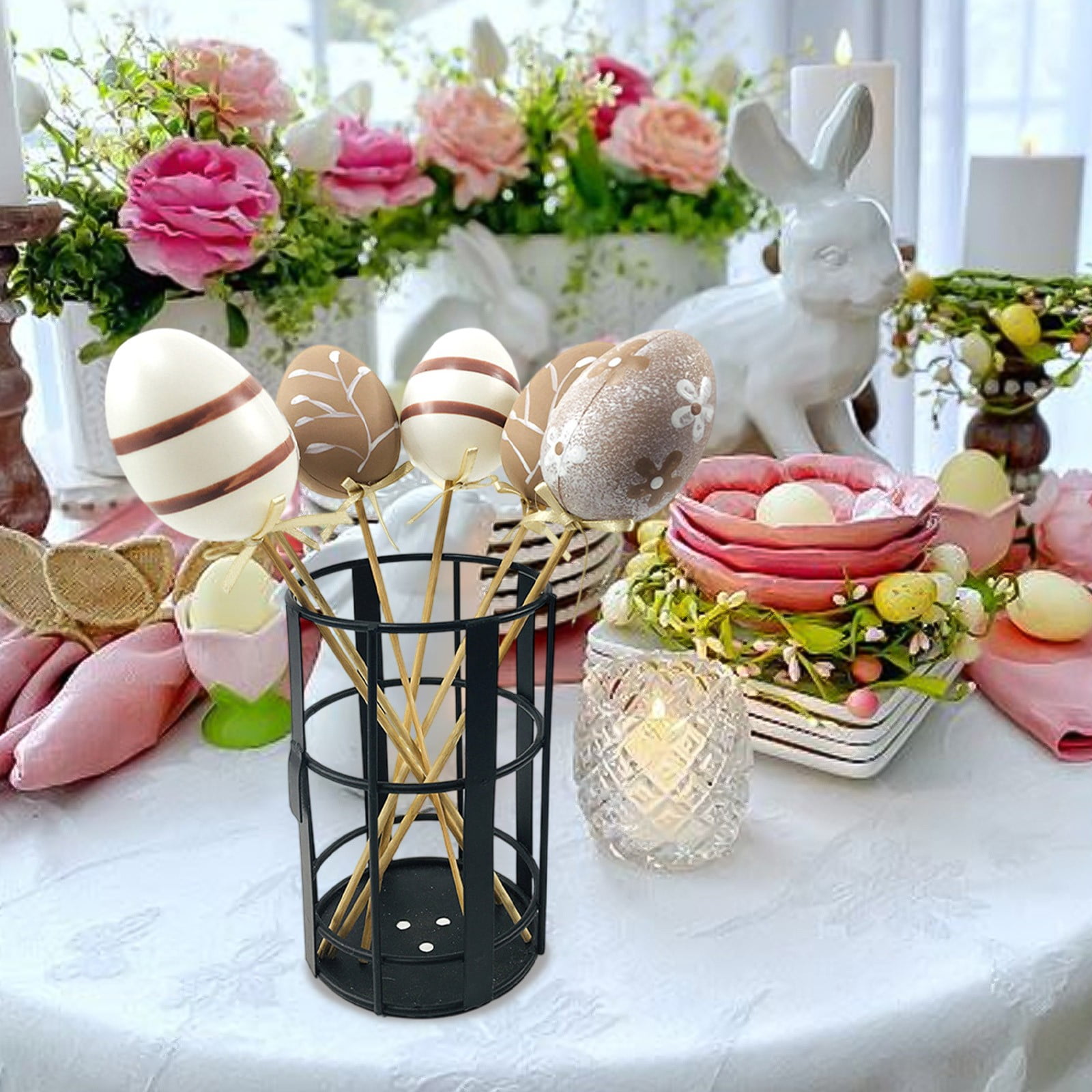 aoksee Easter Decorations, 6CM Easter Eggs With Branches Scattered 6 ...