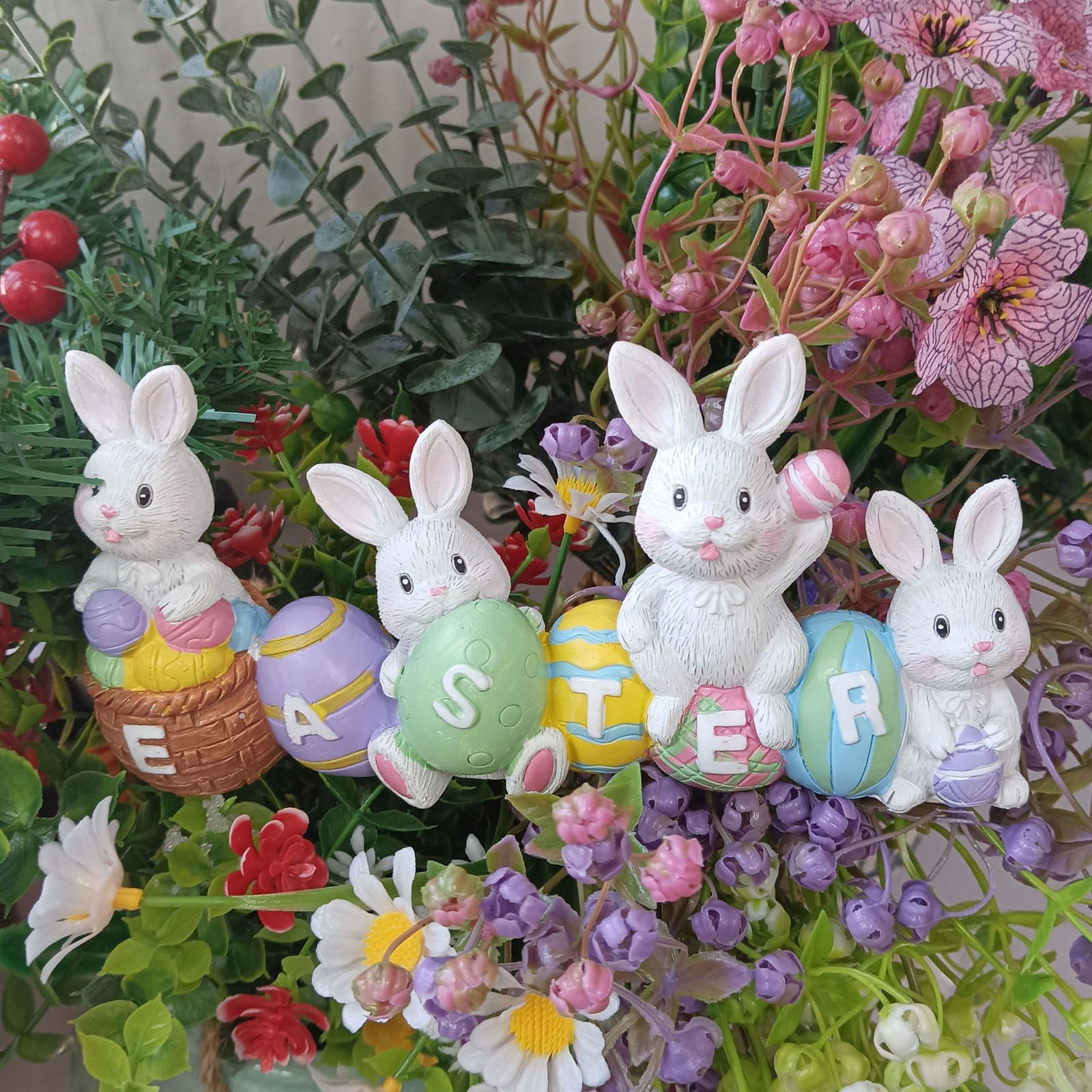 aoksee Easter Decorations, Easter Bunny Statue Home Garden Study ...