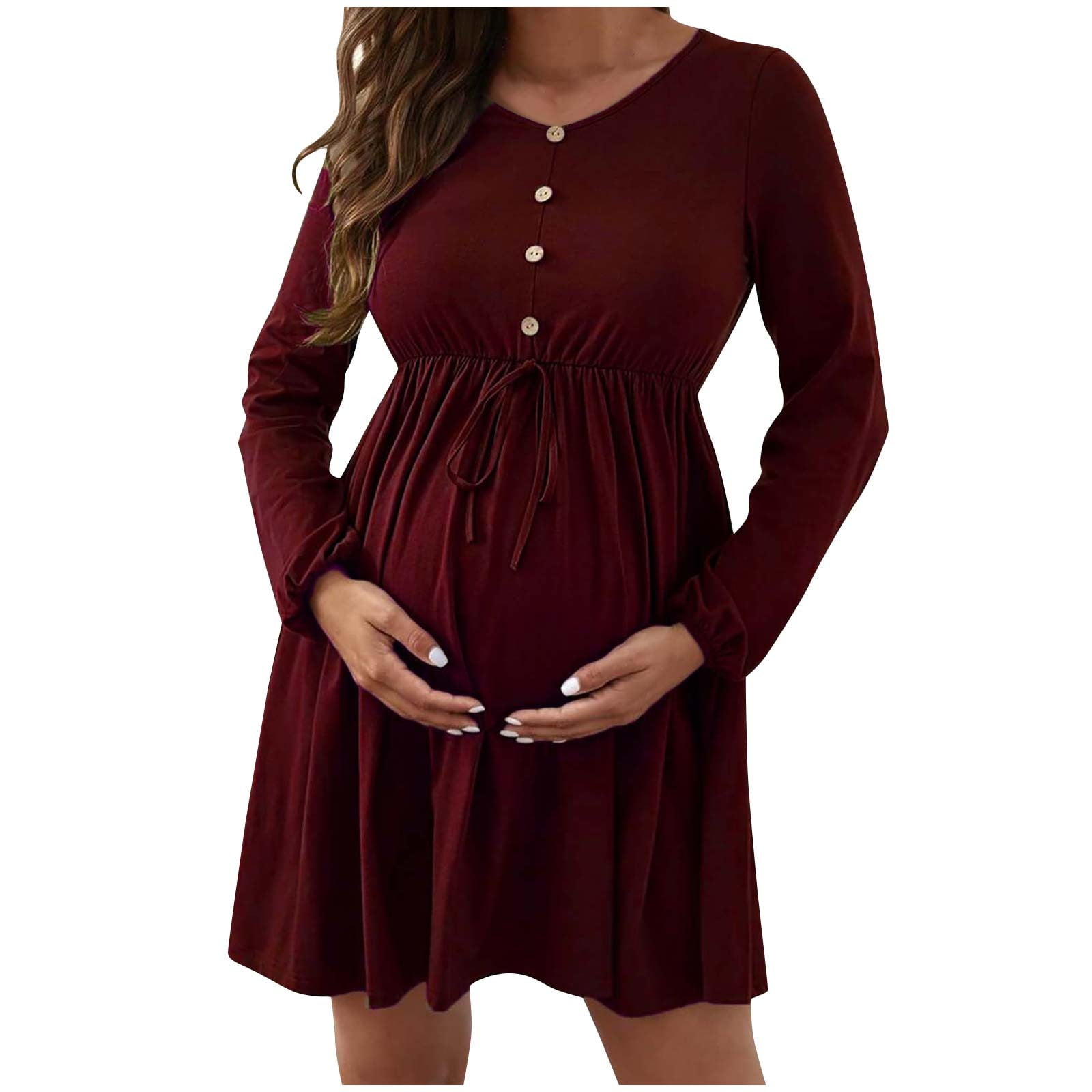 aoksee Maternity Clothes Women's Long Sleeved Round Neck Lace up ...