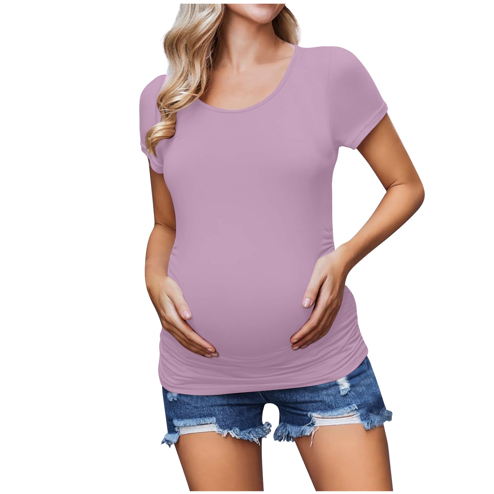 aoksee Maternity Spring Dress Casual and Summer Women Solid with ...