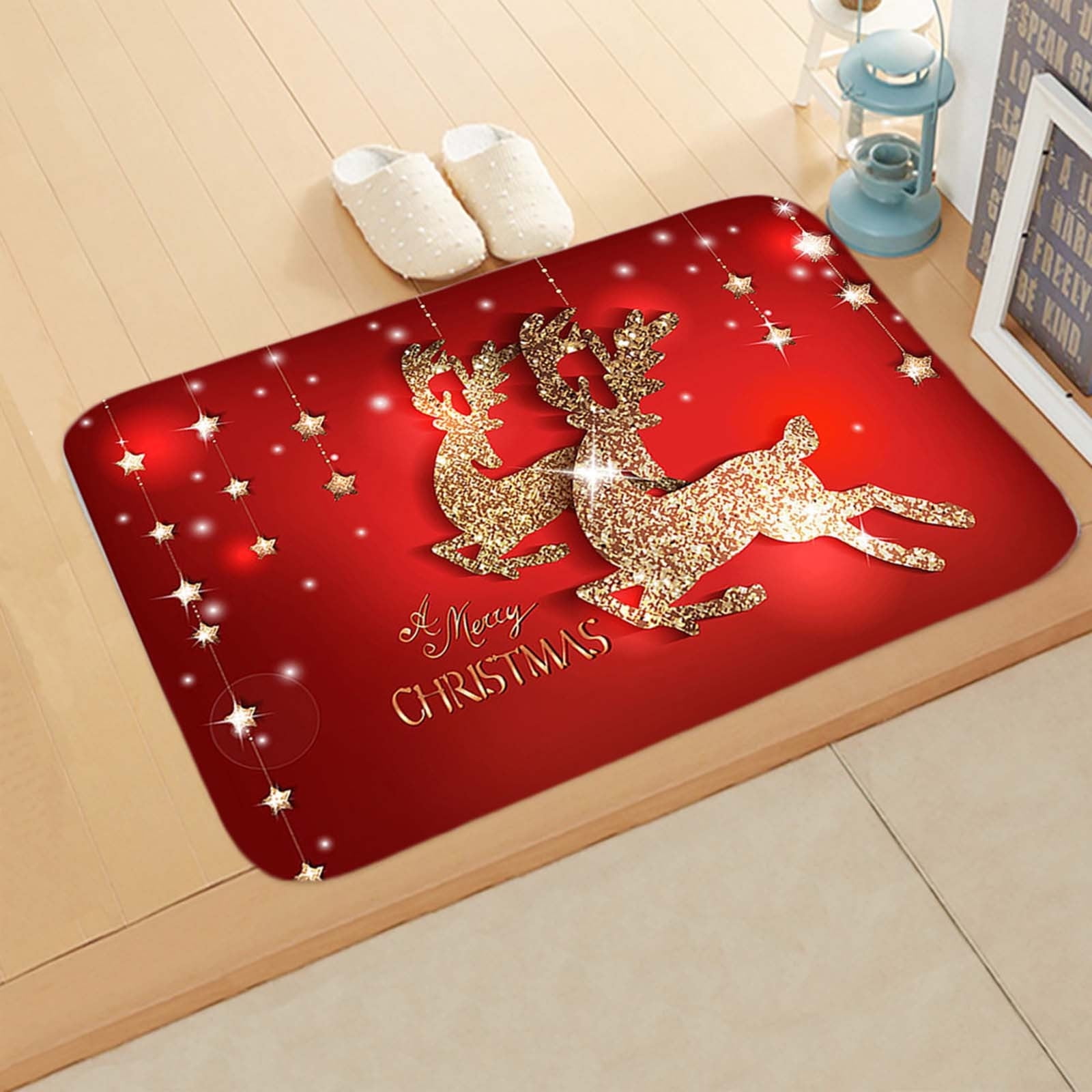 aoksee Non-Slip Christmas Rugs Christmas Mats 20 x 31 Inches, Merry ...