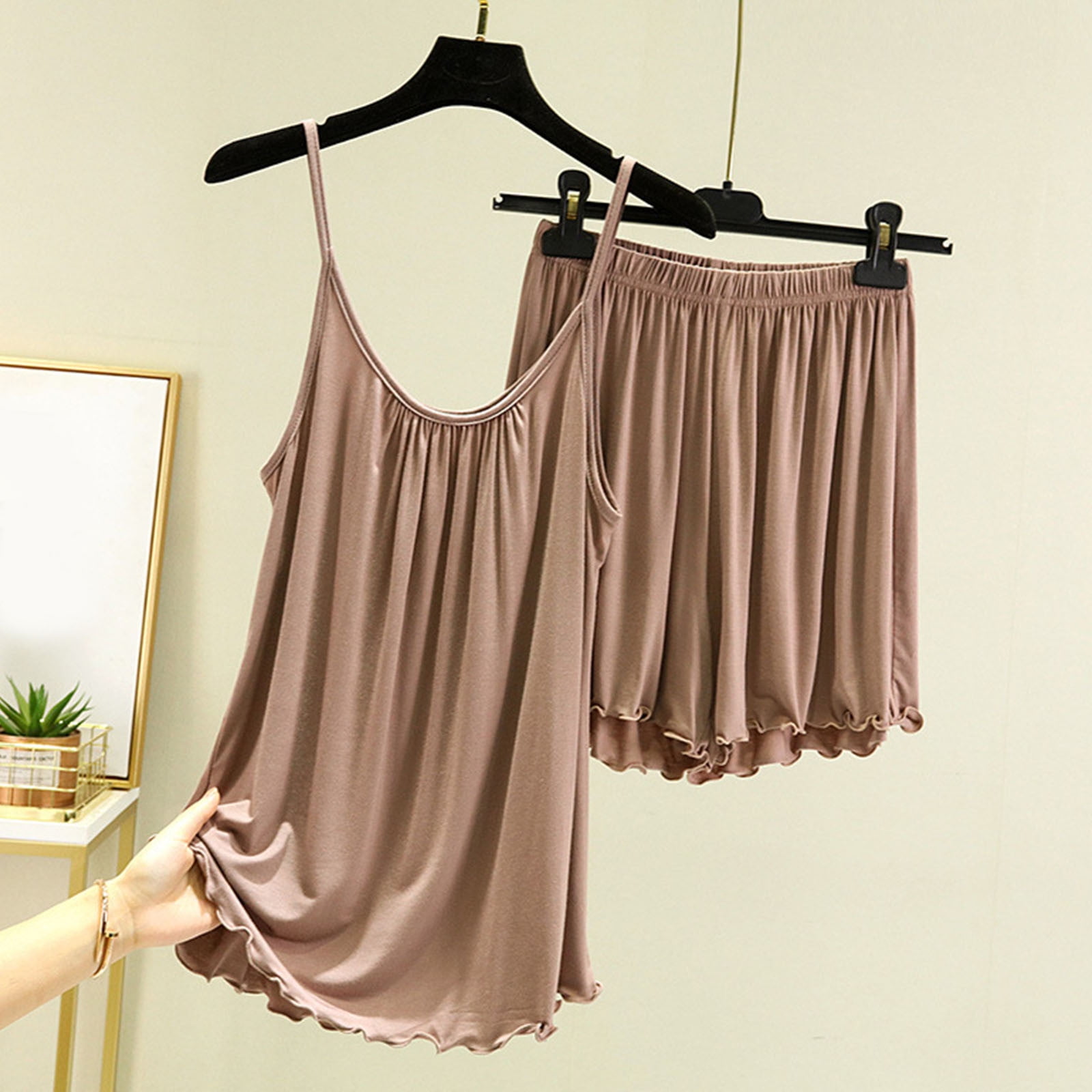 aoksee Pajamas for Women Set Camisole Top and Shorts Nightwear Women ...