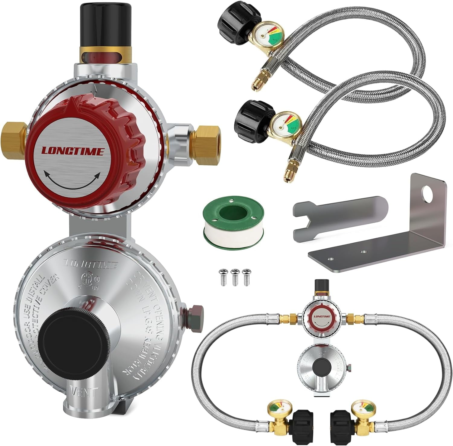 aokur Automatic 2-Stage Changeover LP Propane Gas Regulator with Two 18 ...
