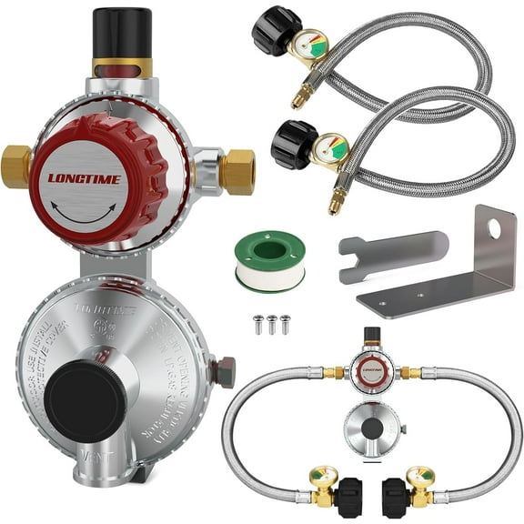 2-Stage Automatic Changeover RV Propane Regulator with 18" LP Pigtail ...