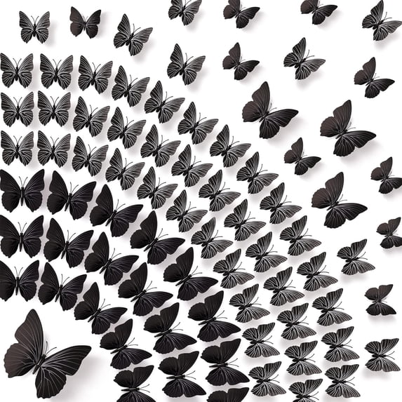 aonm(R) 60 count 5 Packages Beautiful Butterfly Wall Removable DIY ...