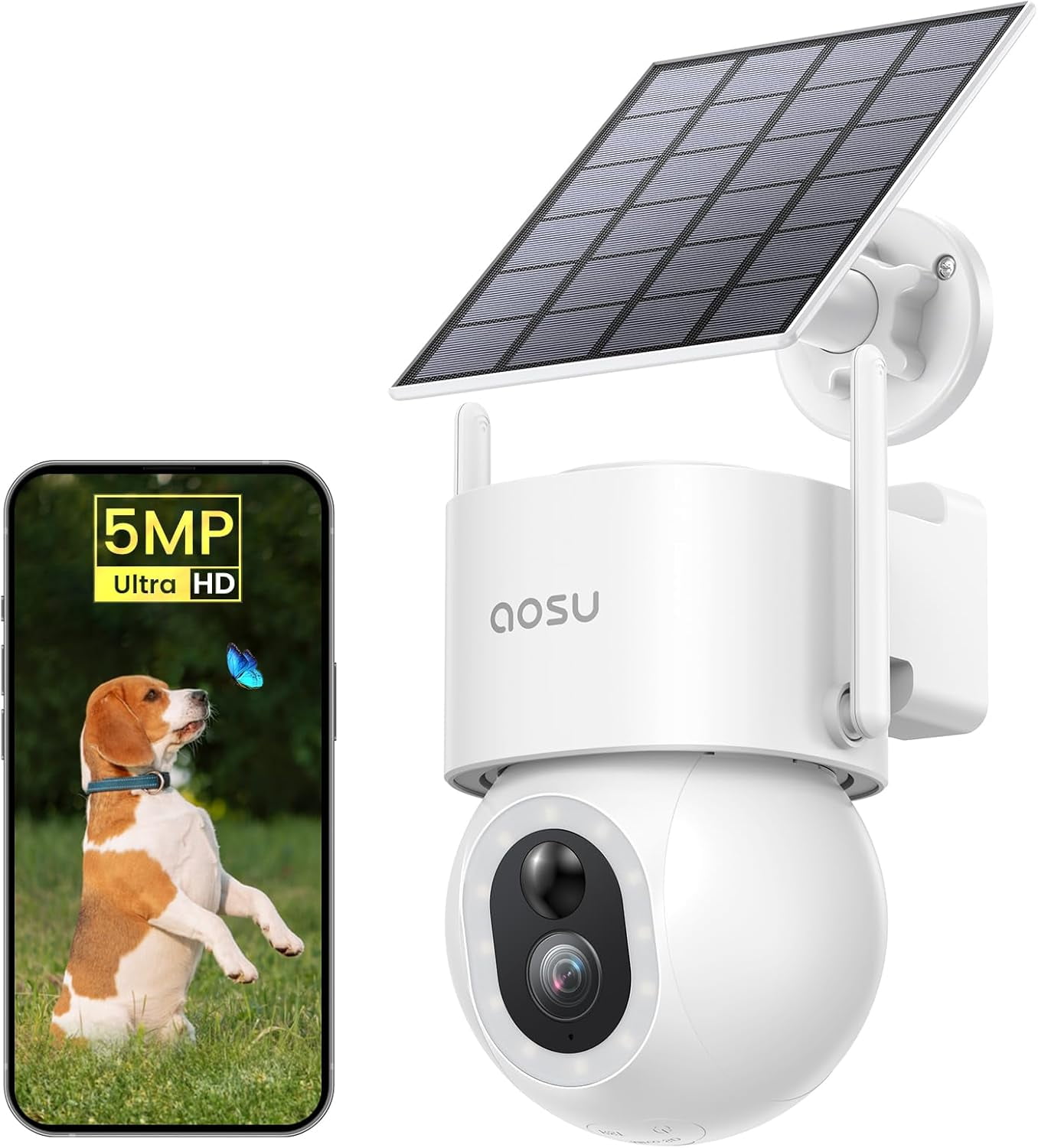 Security Cameras Wireless Outdoor - 3K/5MP Solar Powered 400-Lumen ...