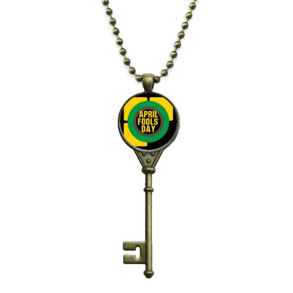 april fool day art deco fashion key necklace pendant tray embellished ...