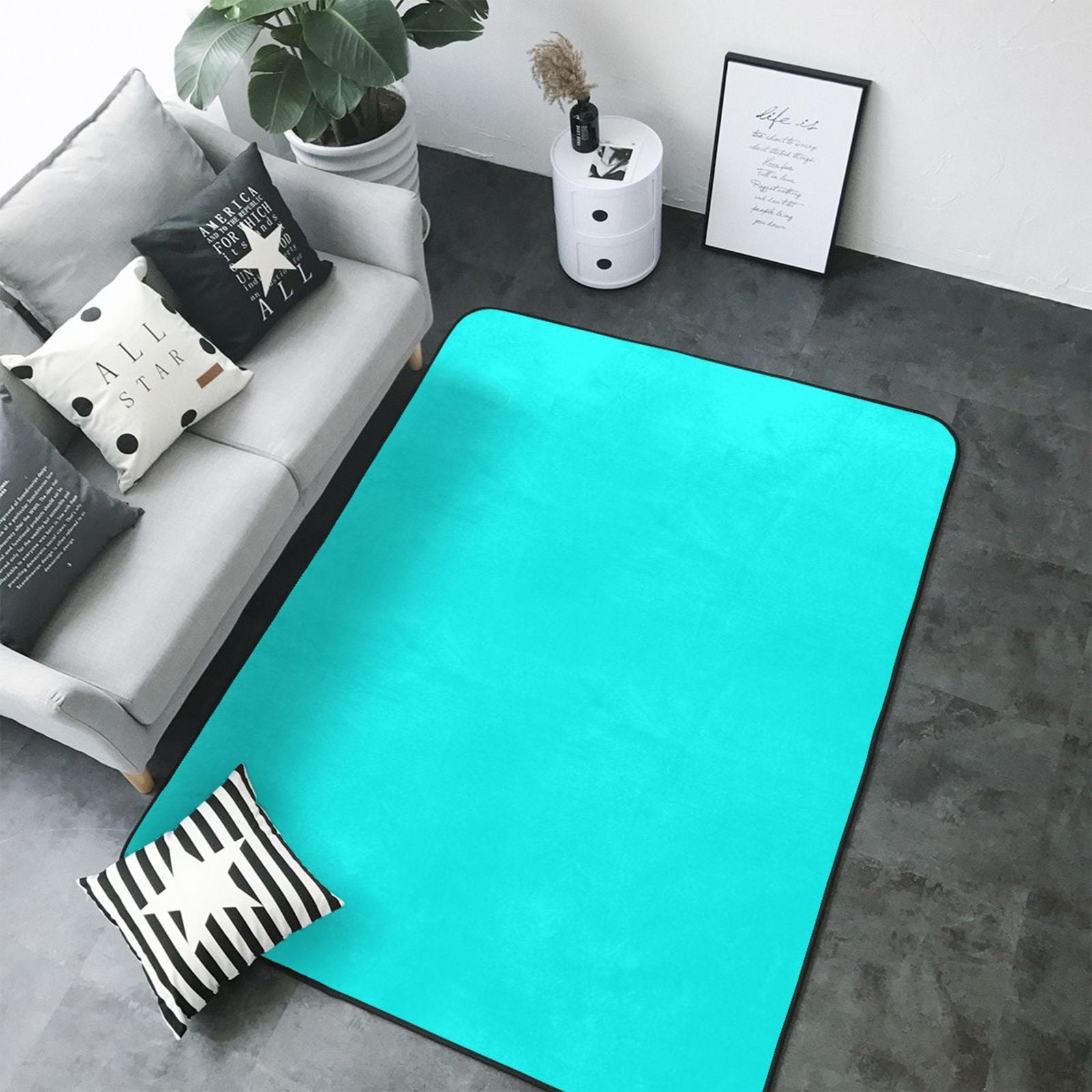 aqua Area Rugs for Living Room Bedroom, 5x7 Soft Throw Washable Rug Non ...