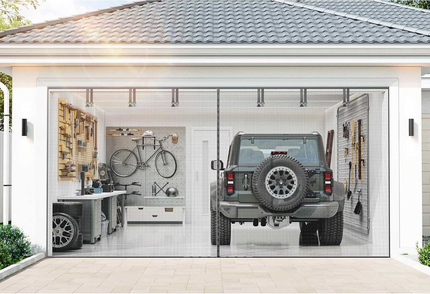 arage Door Screen for 2 Car Garage - Heavy Duty Magnetic Garage Screen ...