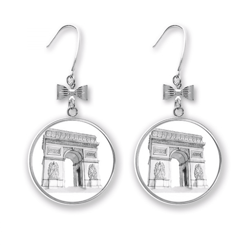 arc de triomph in paris france bow earrings drop stud pierced hook ...