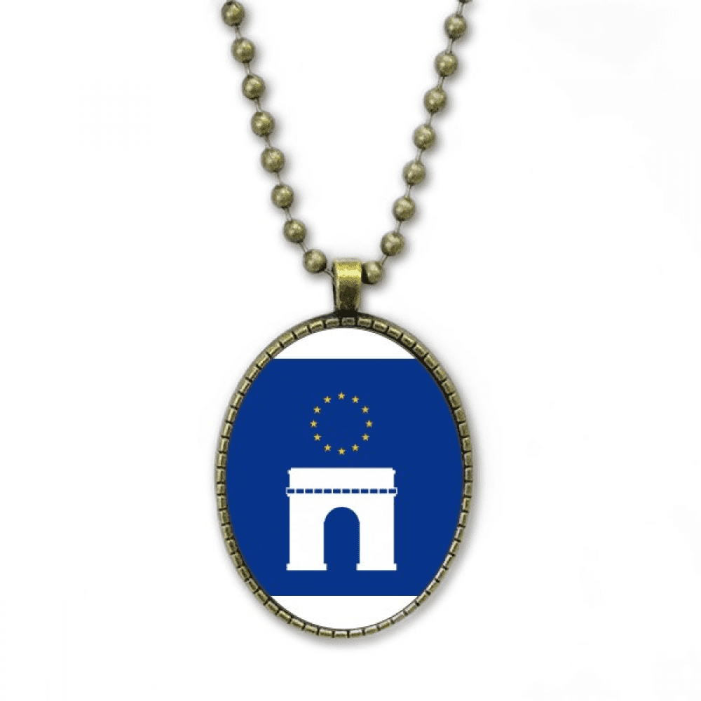 arc de triomphe french euan symbol necklace vintage chain bead pendant ...