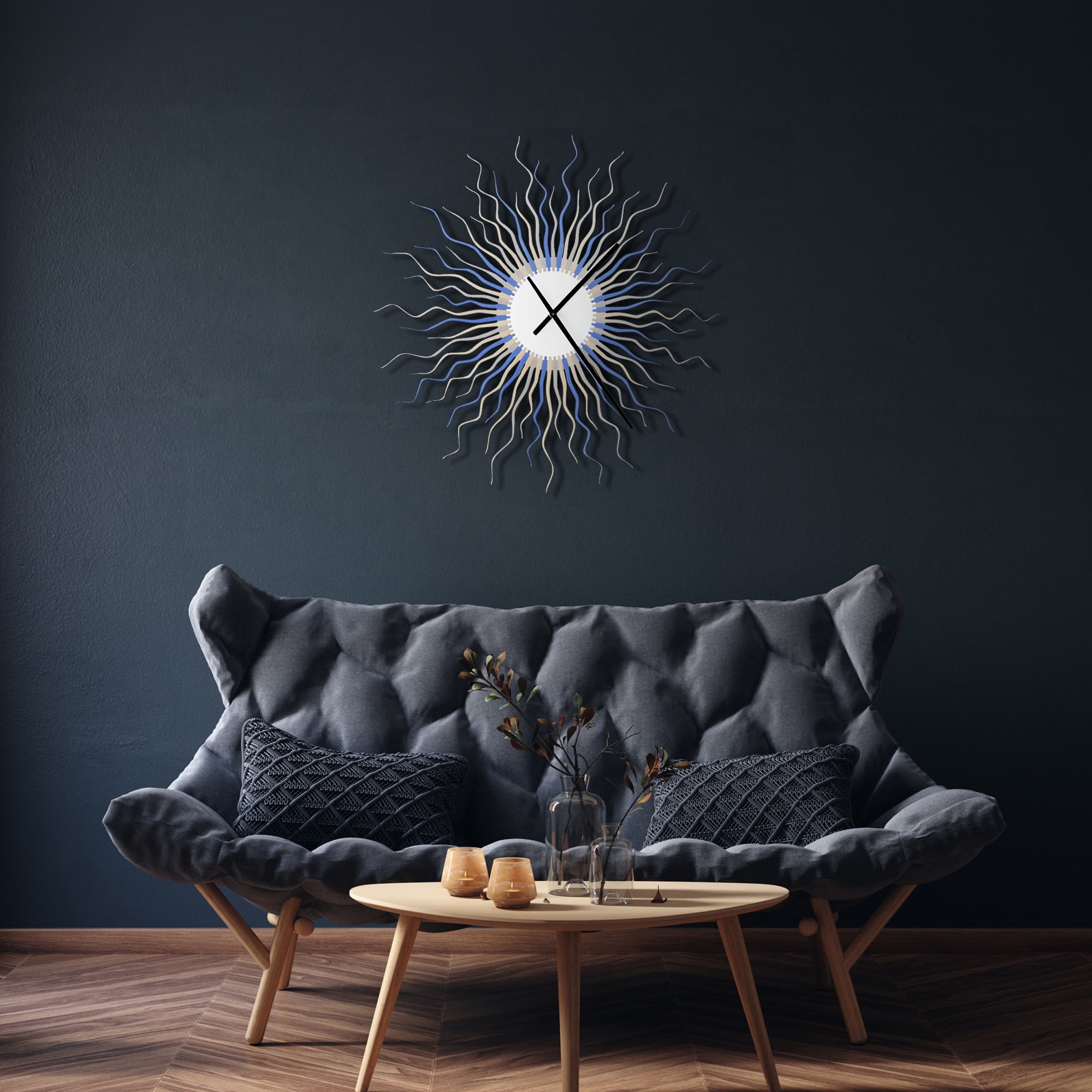 ardeola - Medusa Arctic - 39-Inch Analog Sunburst Wall Clock, Battery ...