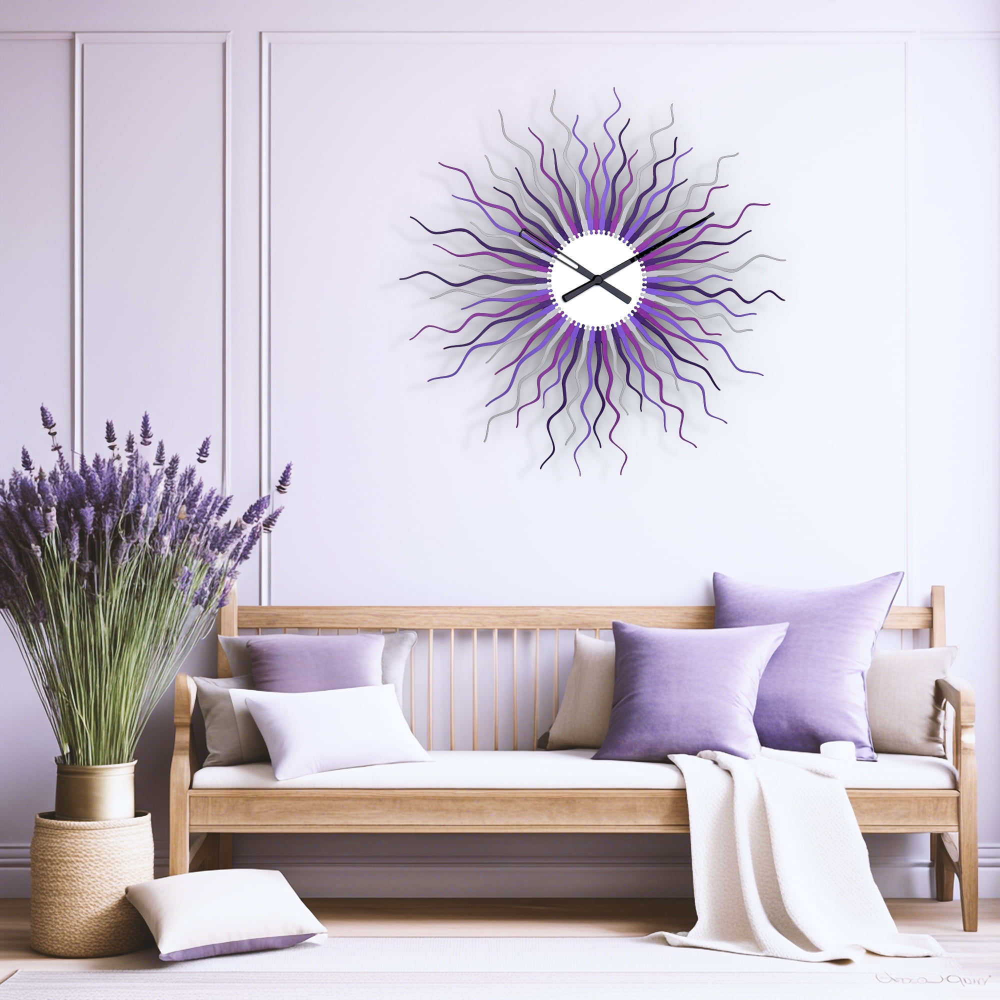 ardeola - Medusa Lavender - 39 in Purple Wall Clock, Modern Analog Wall ...