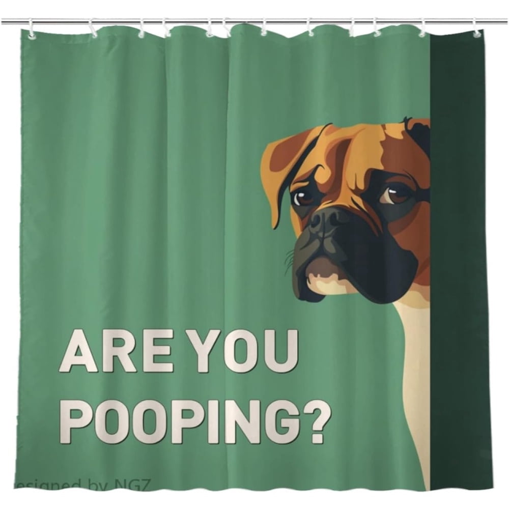 are You Pooping Boxer Dog Shower Curatin, Funny Boxer Dog Shower ...