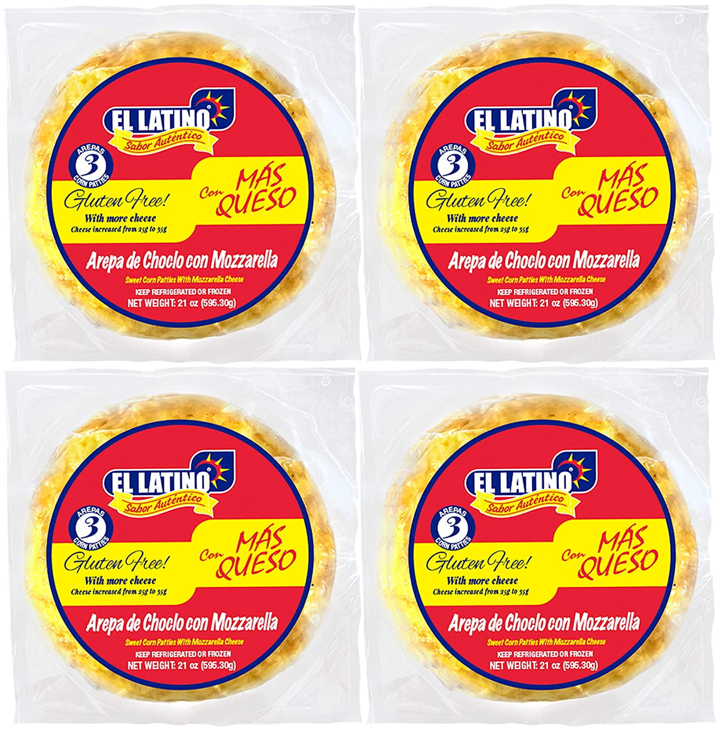 arepas colombianas de choclo con Mozzarla, 4 packs of 3 each, Total 12 ...