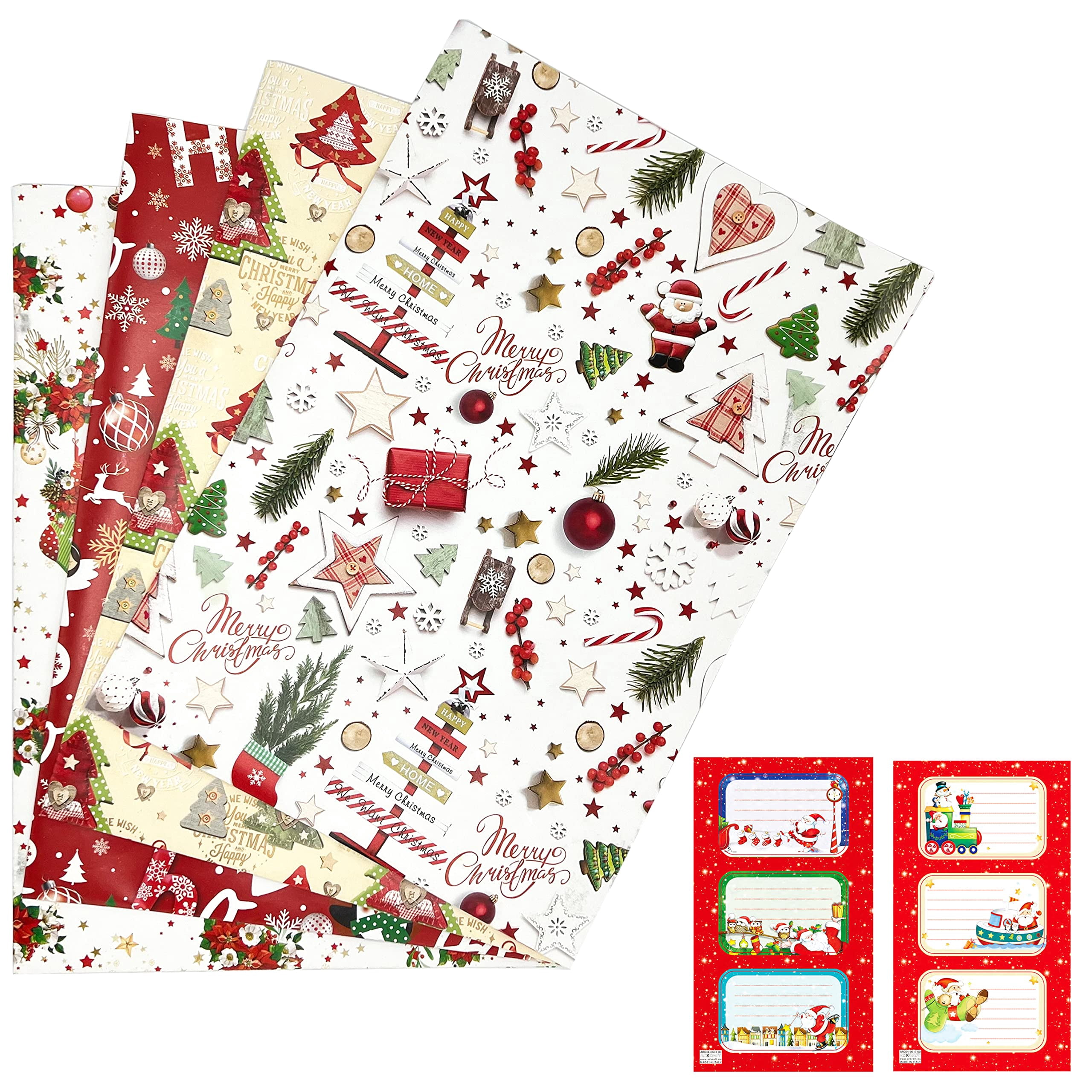 arkamii Christmas design premium EC36 wrapping paper set of 4 sheets ...