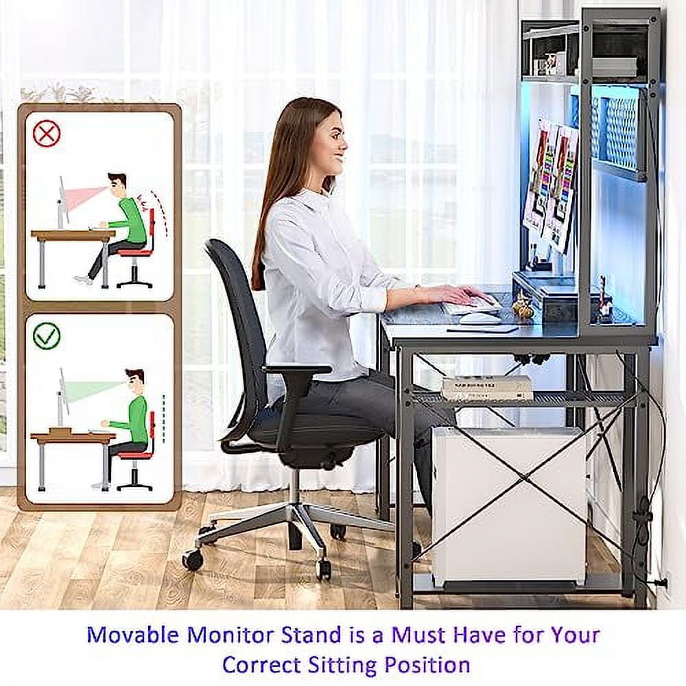 armocity 2024 Upgrade Gaming Desk with Hutch, 55.2'' Magic Computer ...