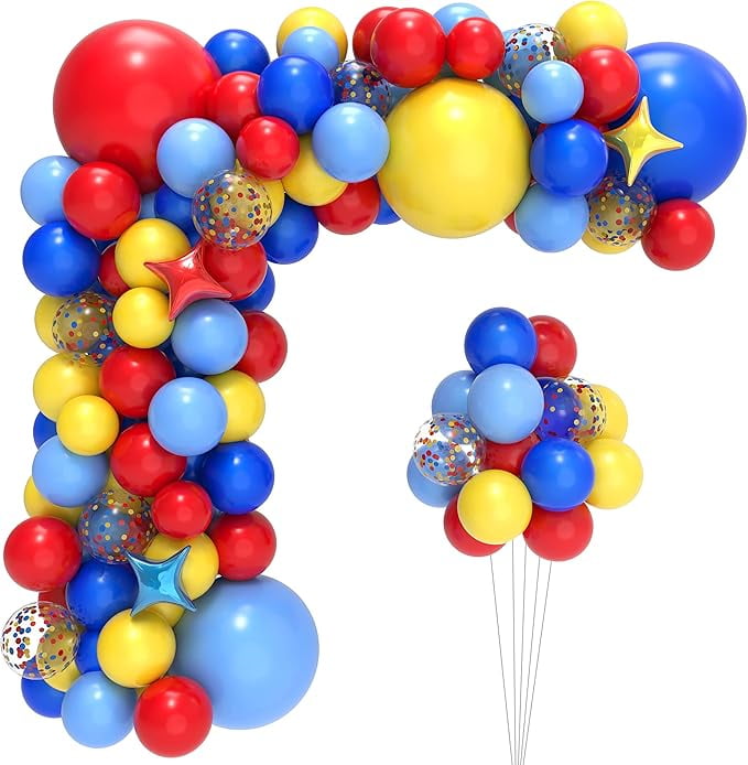 arnival Balloon Arch Kit with 123pcs Red Blue Yellow Rainbow Latex ...