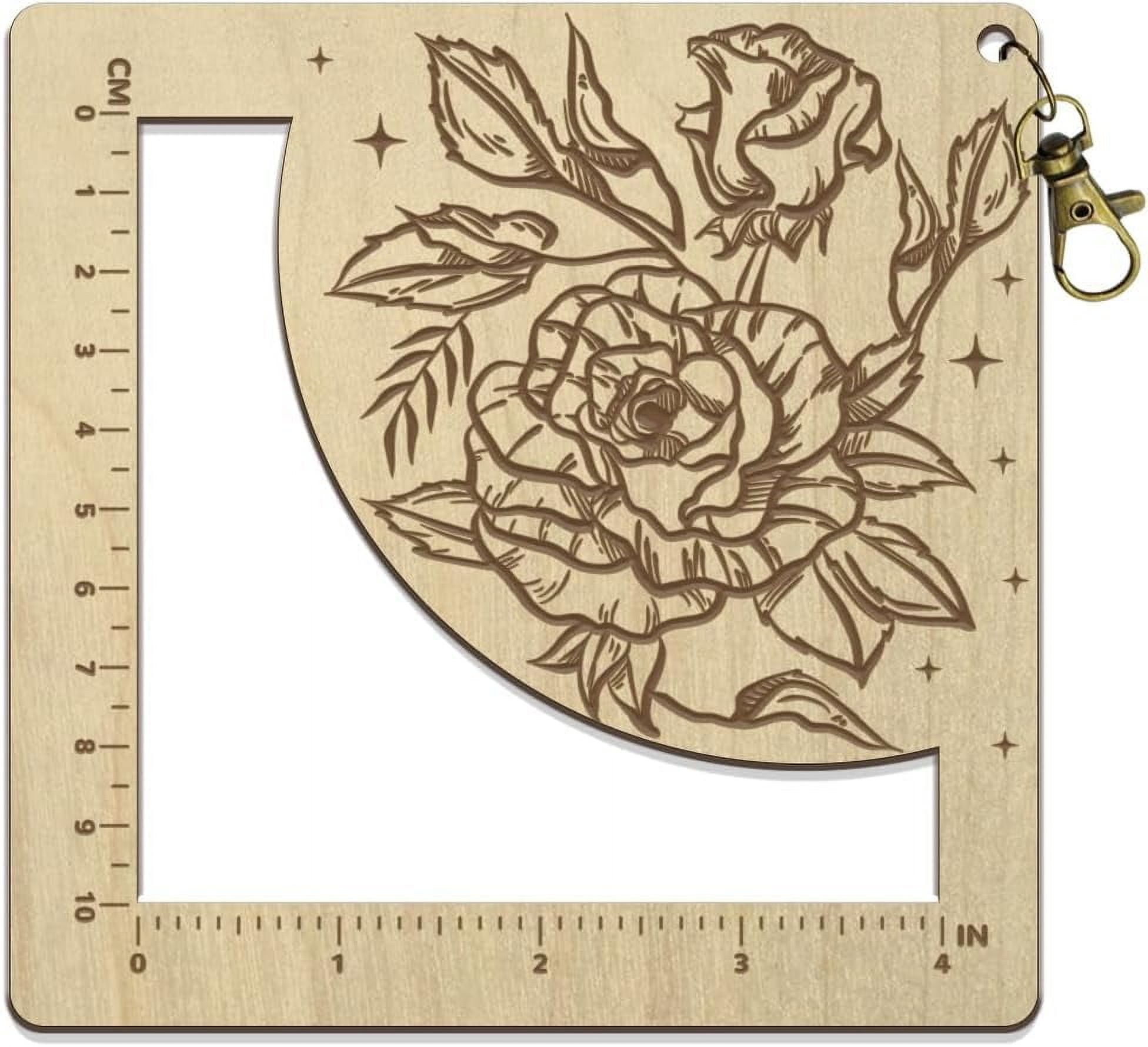 arricraft 1 Pc June Rose Wood Knitting Gauge Rulers, Cm and Inch Wooden ...