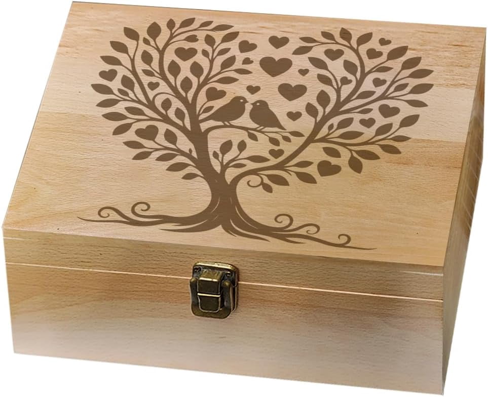 arricraft 1 Pc Wooden Memory Keepsake Box, Heart Shaped Love Tree with ...