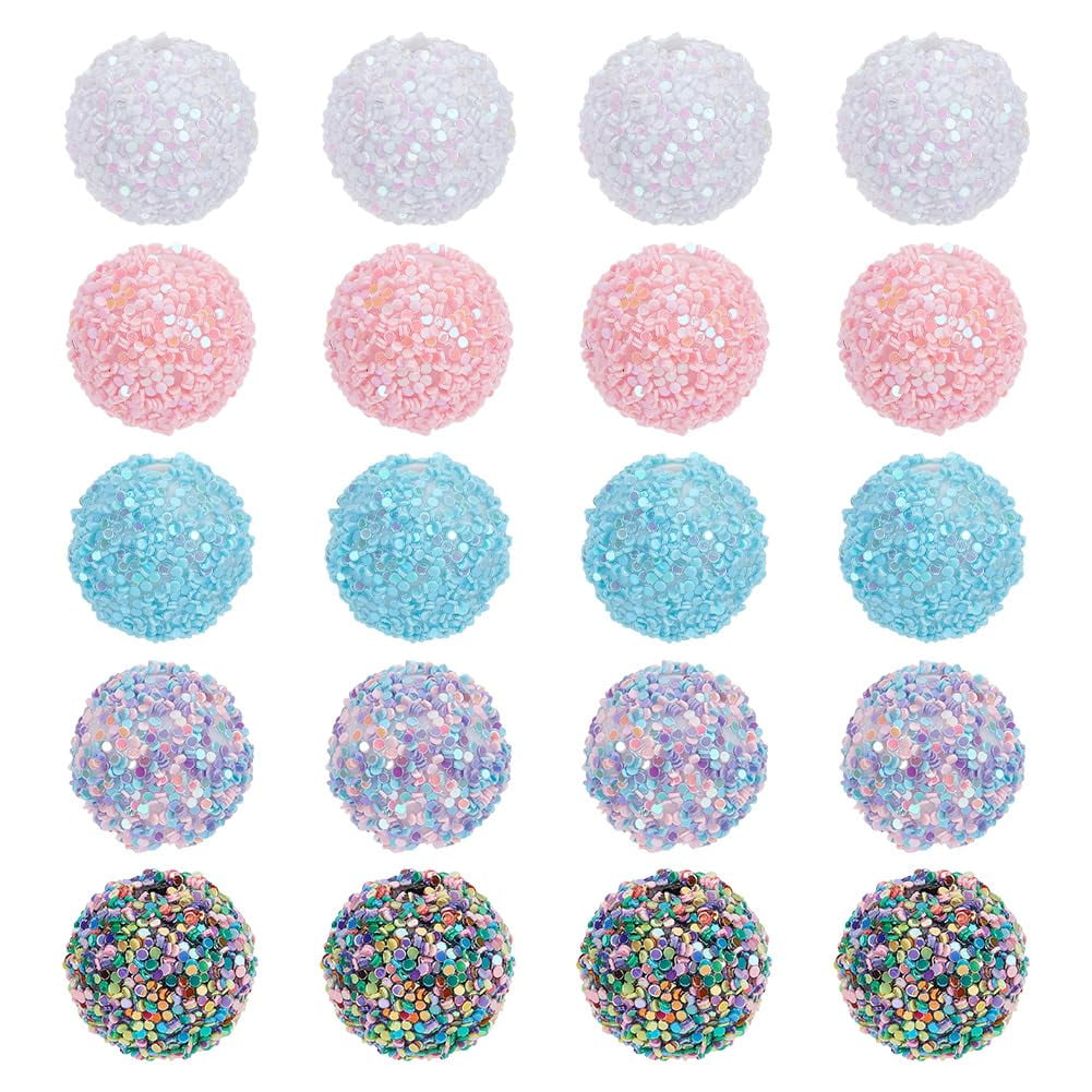 arricraft 20 Pcs 19.5mm Rhinestone Beads, 5 Colors Sparkle Beads with ...