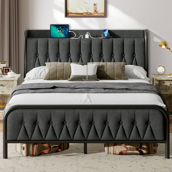 CONCETTA Bed Frame King Size Metal Frame Platform for Mattress Support ...