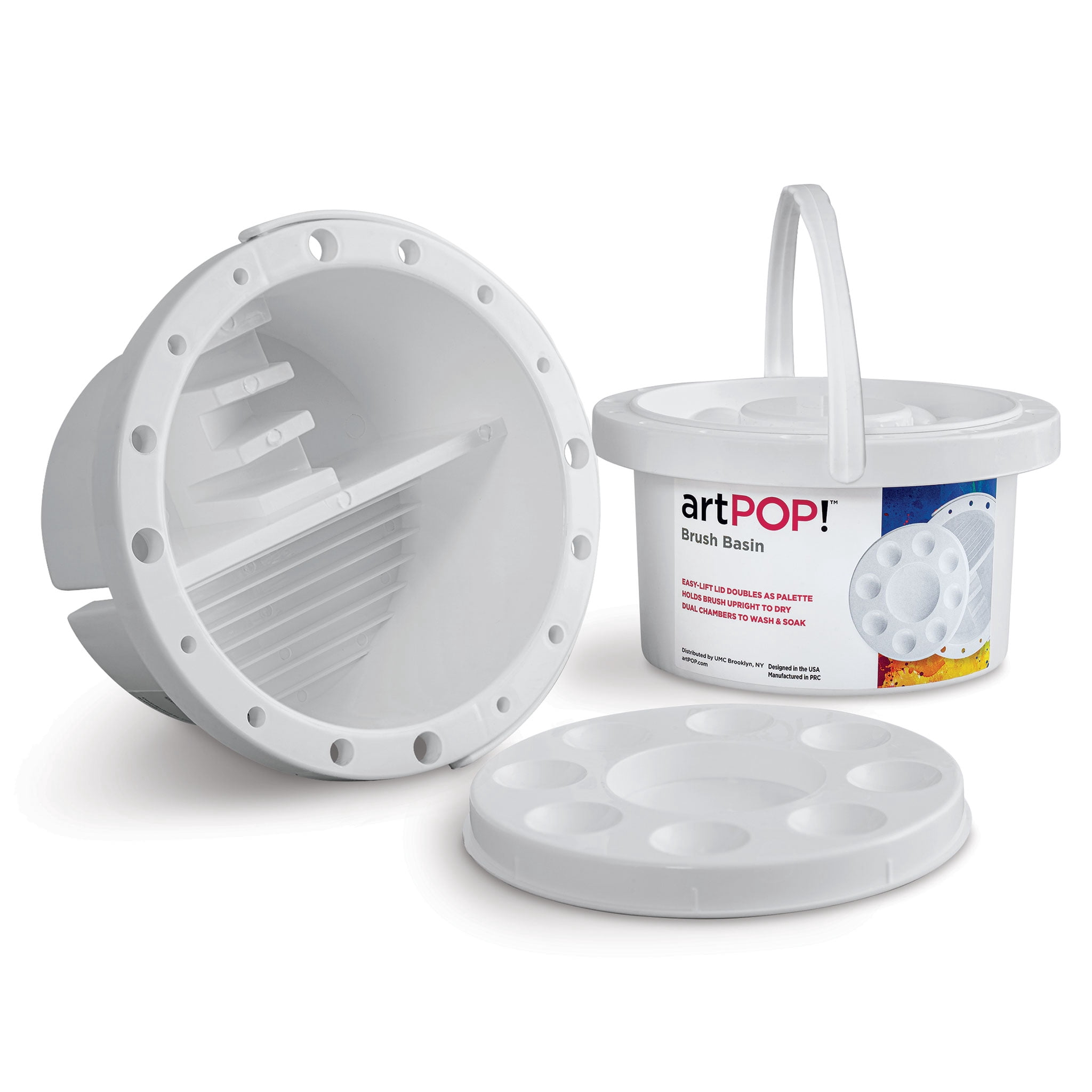 artPOP! Brush Basin, Multi-Use Brush Tub with Paint Brush Holder, Dual ...