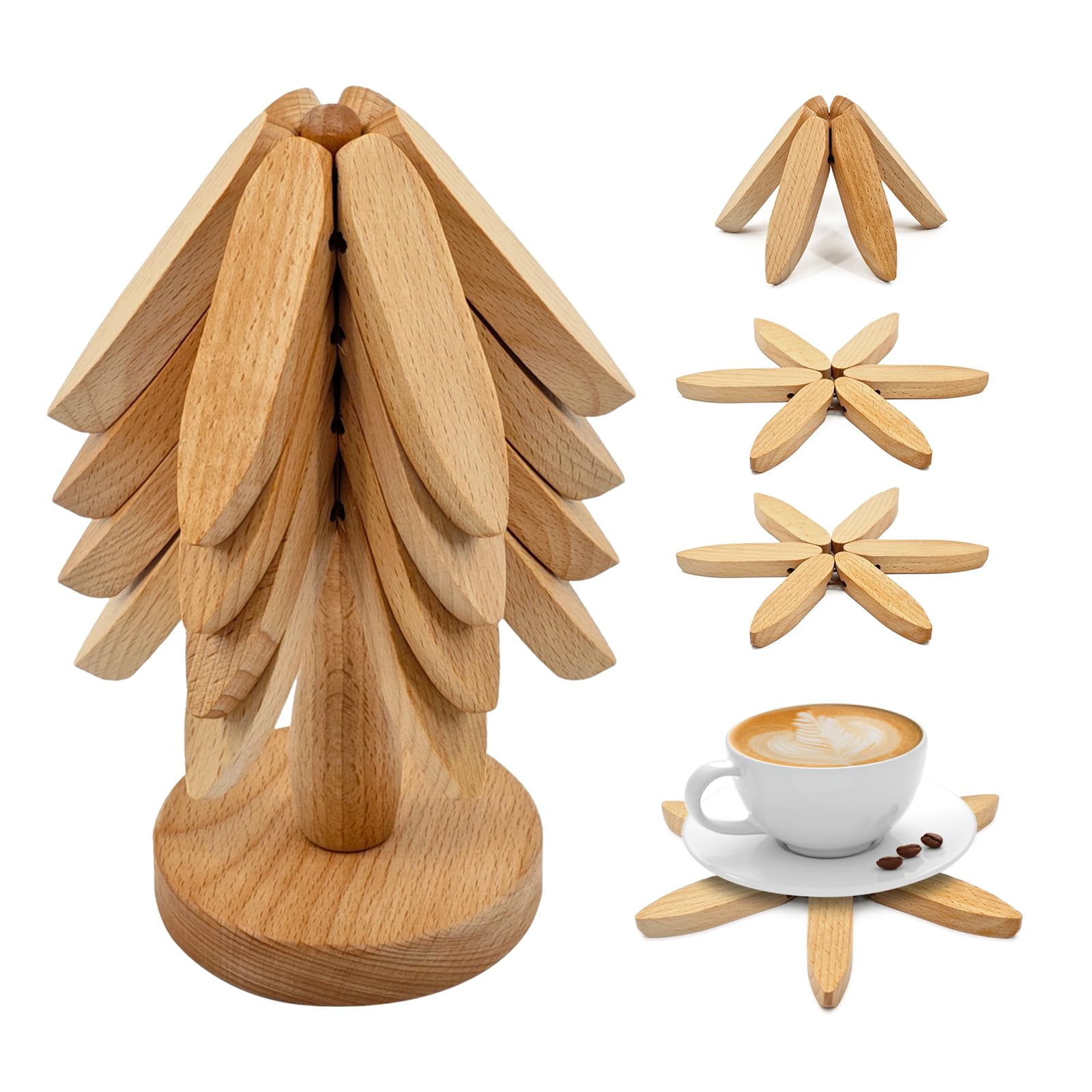 artgeeker Tree Trivet, Wooden Trivet Tree Set of 4, Tree Trivets for ...