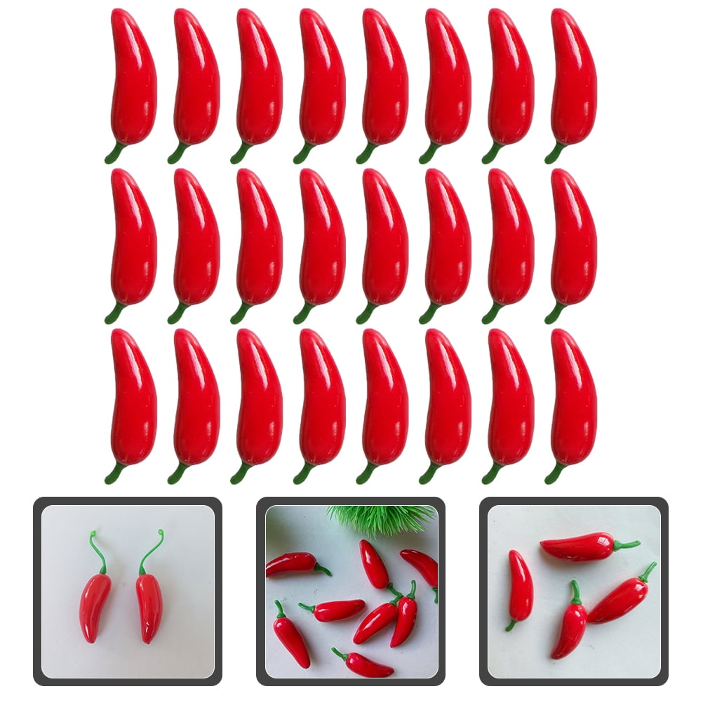 artificial chili 100pcs Mini Fake Hot Chili Peppers Artificial Red ...